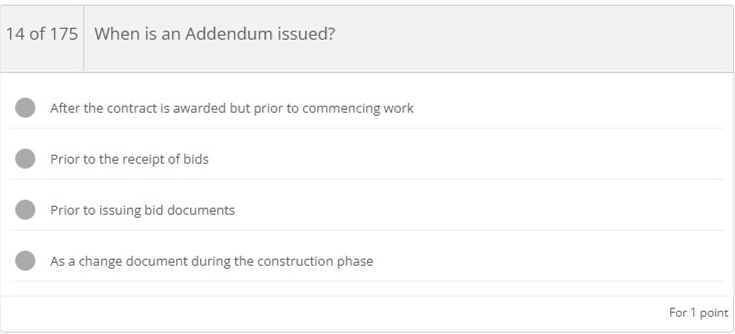 Solved 14 ﻿of 175 ﻿When is an Addendum issued?After the | Chegg.com