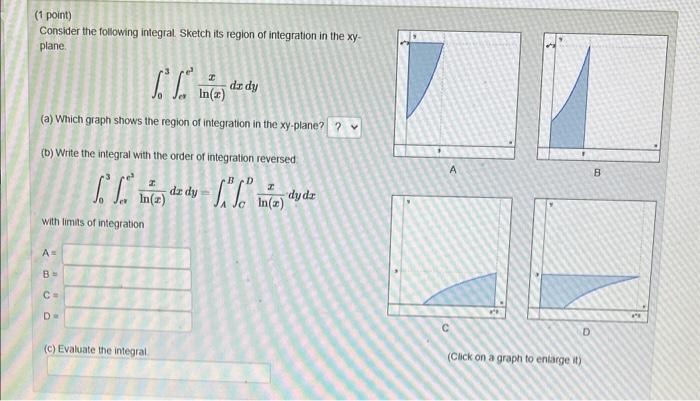 Solved (1 point) Consider the following integral Sketch its | Chegg.com