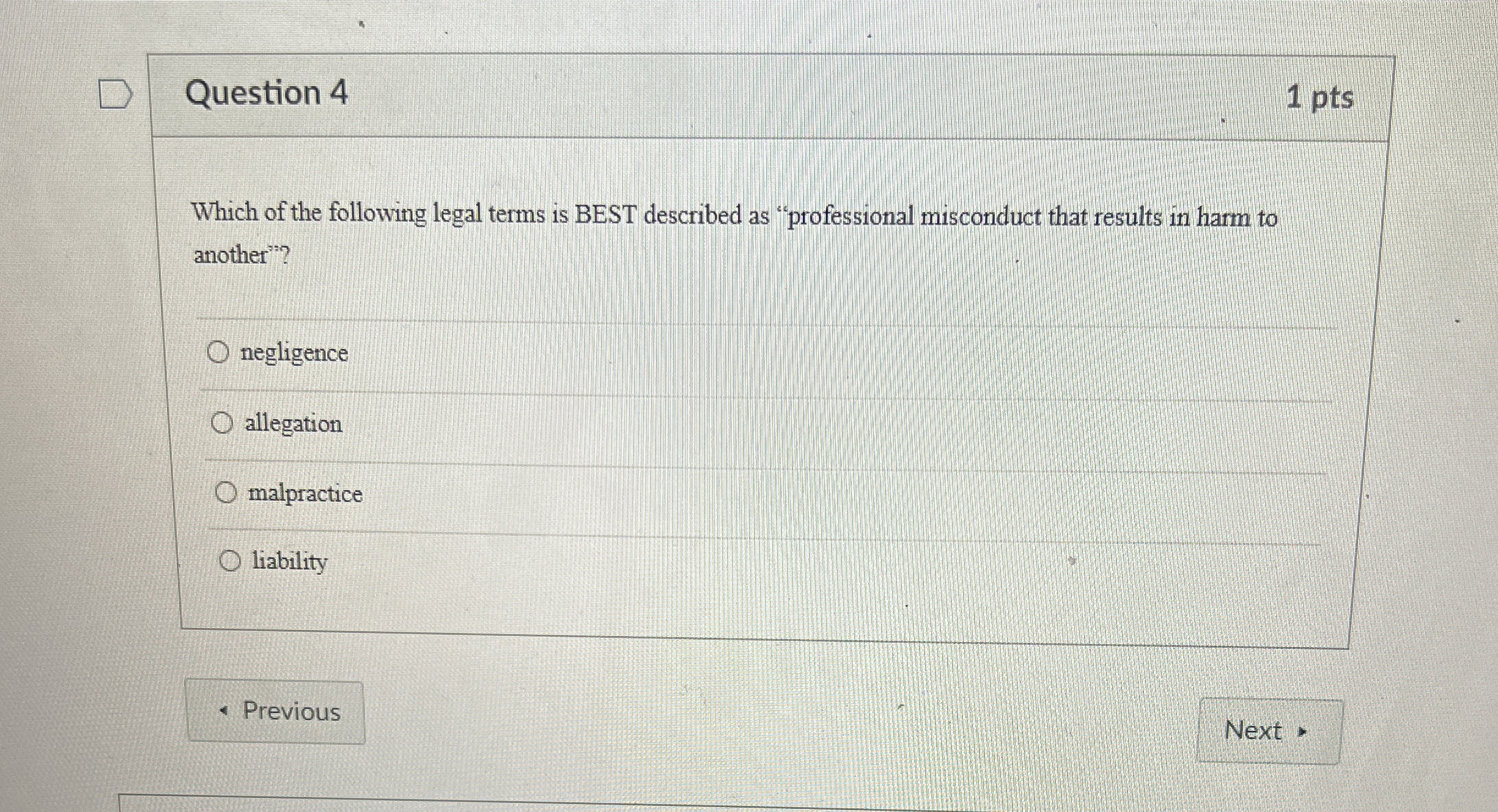 Solved Question 41 ﻿ptsWhich of the following legal terms is | Chegg.com