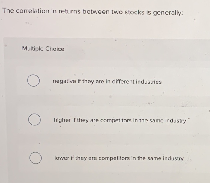 Solved The correlation in returns between two stocks is | Chegg.com