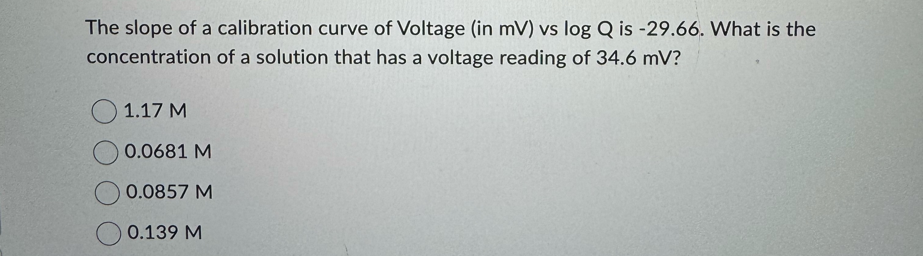 Solved The slope of a calibration curve of Voltage (in mV ) | Chegg.com