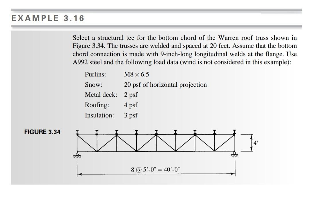 Select a structural tee for the bottom chord of the | Chegg.com
