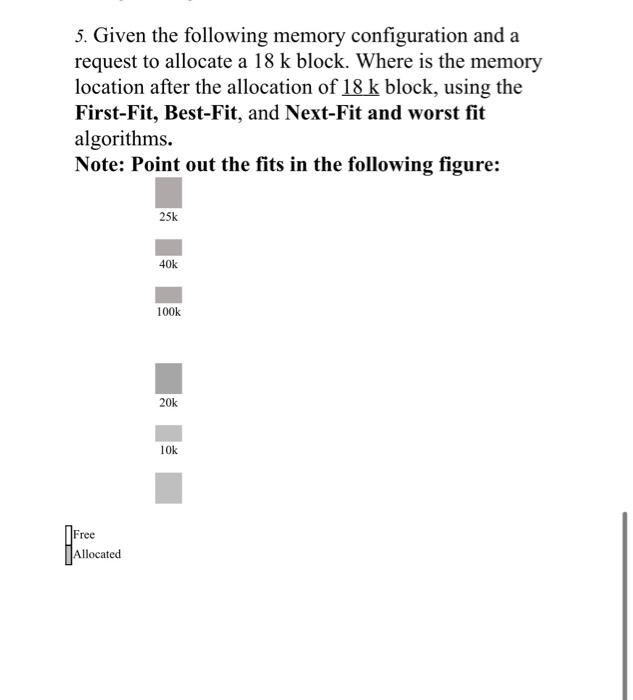 Solved 5. Given the following memory configuration and a | Chegg.com