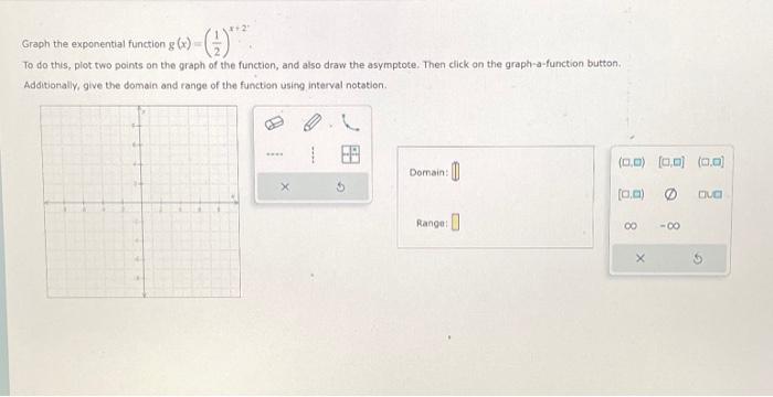 Solved x+2° Graph the exponential function g(x) = (1) To do | Chegg.com