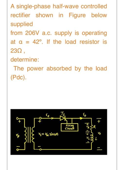 Solved A single-phase half-wave controlled rectifier shown | Chegg.com