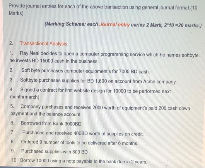 Solved Provide journal entries for each of the above | Chegg.com