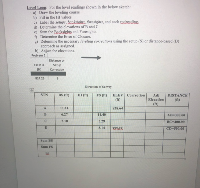 Solved Level Loop: For the level readings shown in the below | Chegg.com