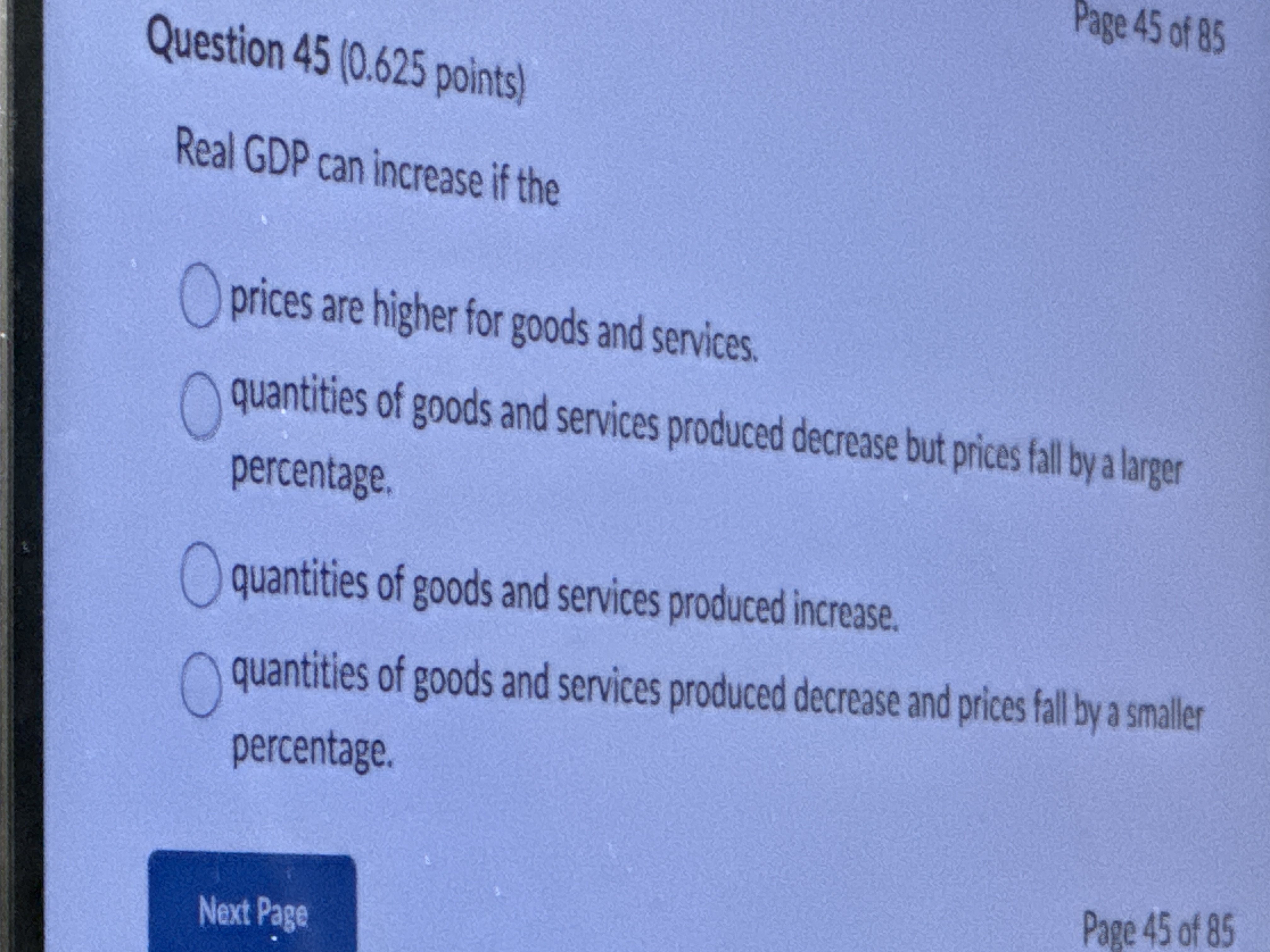 Solved Question 45 ( 0.625 ﻿points)Real GDP can increase if | Chegg.com