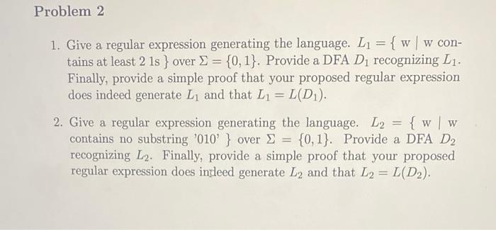 Solved 1. Give a regular expression generating the language. | Chegg.com