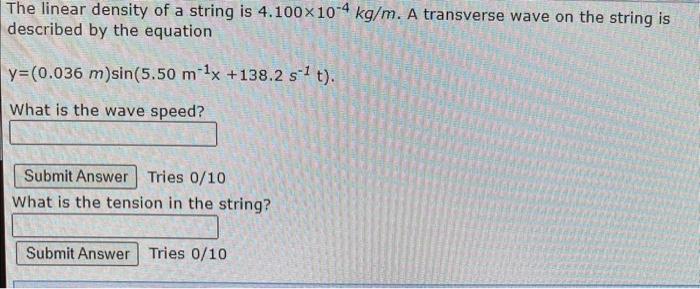 Solved The linear density of a string is 4.100×10−4 kg/m. A | Chegg.com