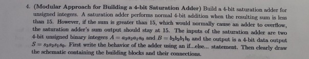 Solved 4. (Modular Approach for Building a 4-bit Saturation | Chegg.com