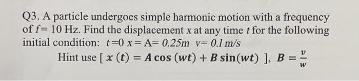 Solved Q3. A particle undergoes simple harmonic motion with | Chegg.com