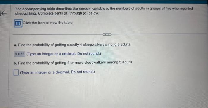 Solved mpanying table describes the random variable x, the | Chegg.com