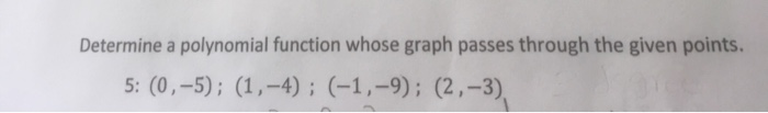 Solved Determine a polynomial function whose graph passes | Chegg.com