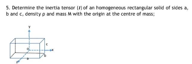 Solved 5. Determine the inertia tensor {1} of an homogeneous | Chegg.com