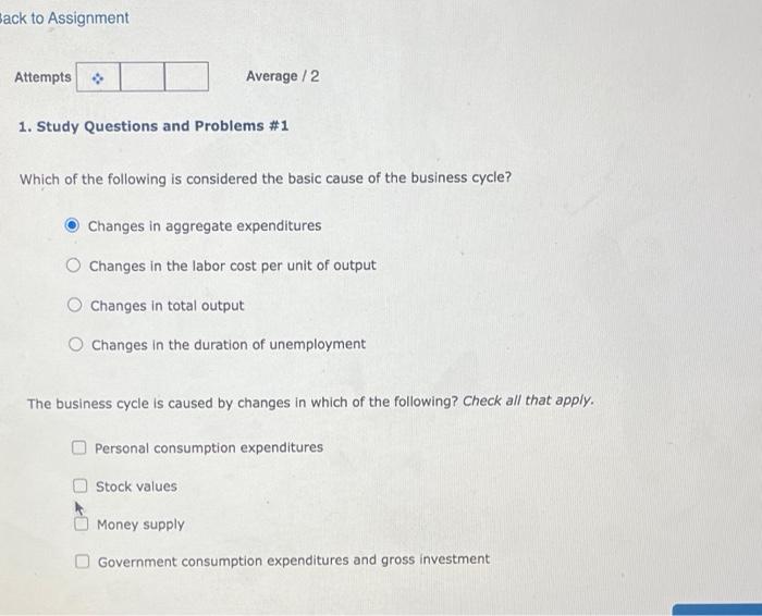 Solved Back to Assignment Attempts Average/2 1. Study | Chegg.com