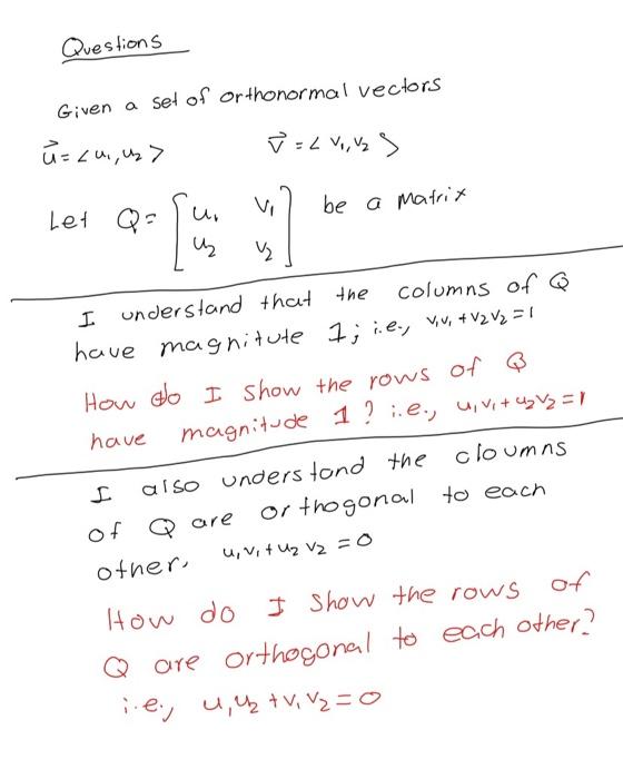 Solved Given a set of orthonormal vectors u= u1,u2 v= v1,v2 | Chegg.com