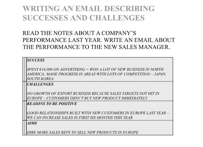 WRITING AN EMAIL DESCRIBING SUCCESSES AND CHALLENGES | Chegg.com