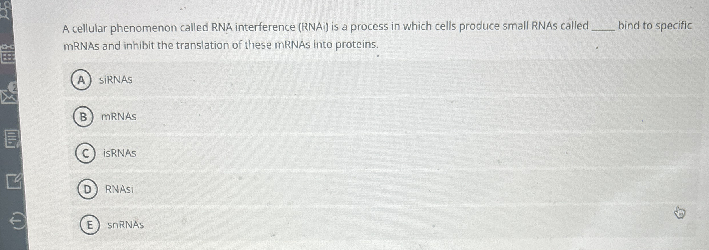Solved A cellular phenomenon called RNA interference (RNAi) | Chegg.com