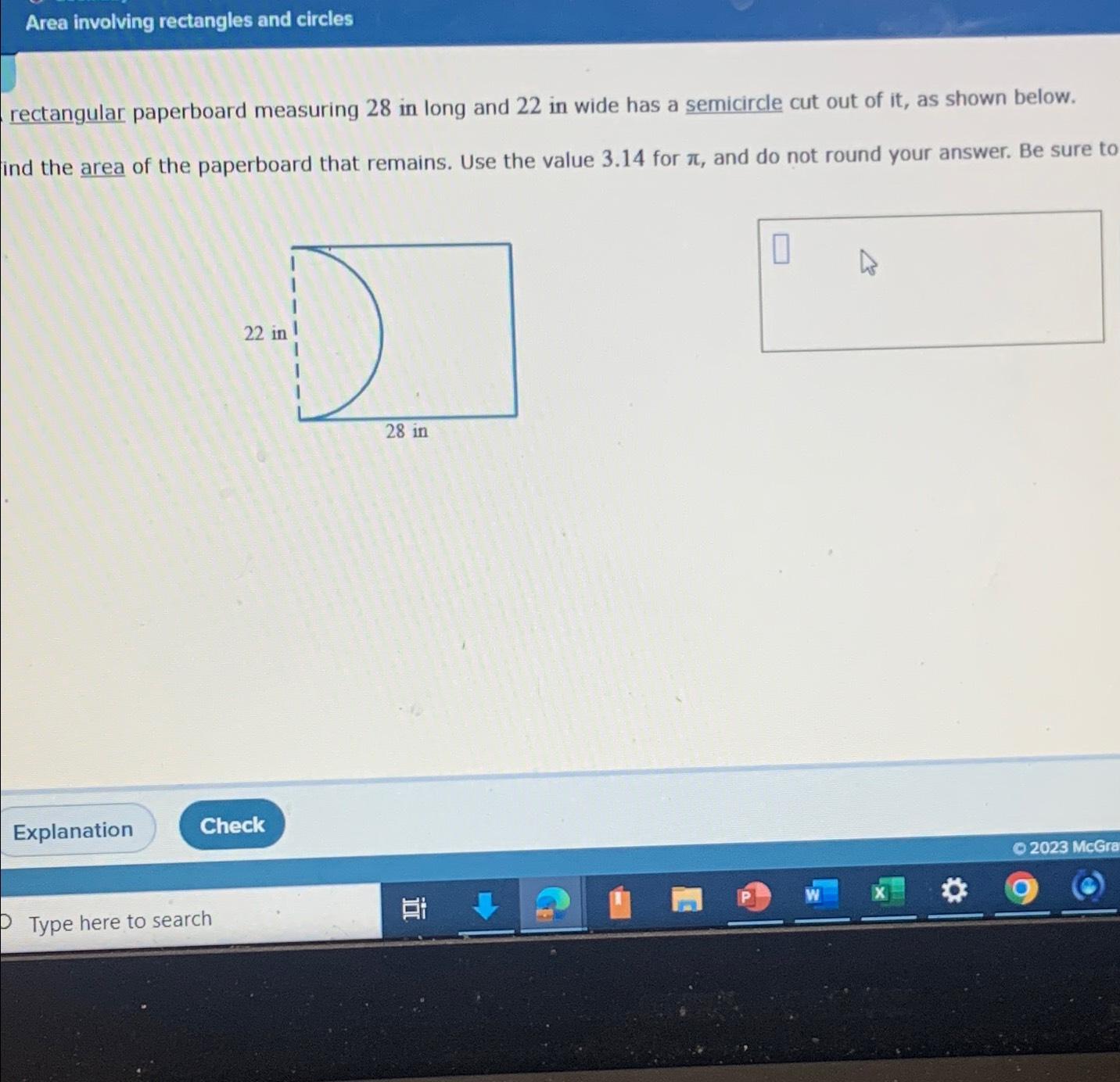 Solved Area involving rectangles and circlesrectangular | Chegg.com