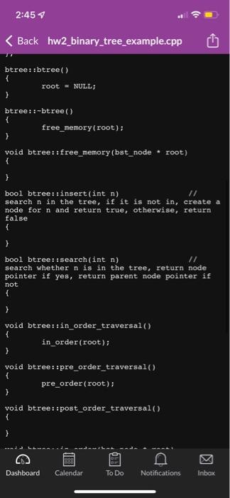 Solved \{Back hw2_binary_tree_example.cpp2. a. Given a | Chegg.com