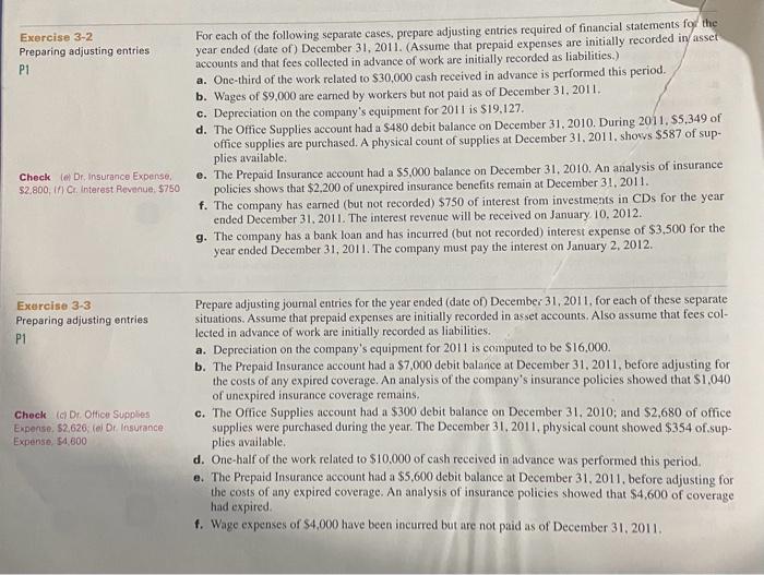 Solved Exercise 3-2 For each of the following separate | Chegg.com