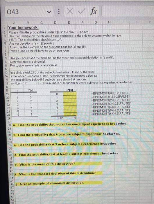 Solved Your homework. Please fill in the probabilities under | Chegg.com