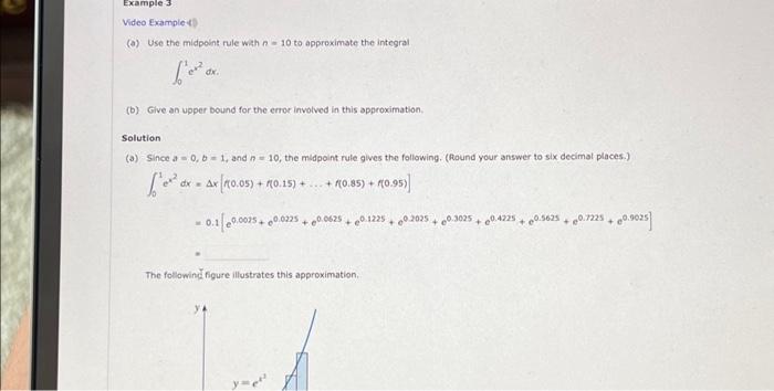 Solved Example 3 Video Example) (a) Use the midpoint rule | Chegg.com