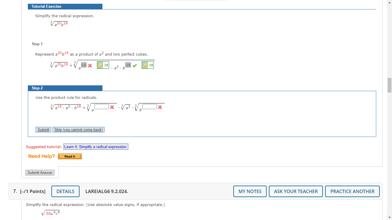 Solved Tutorial ExerciseSimplify the radical | Chegg.com