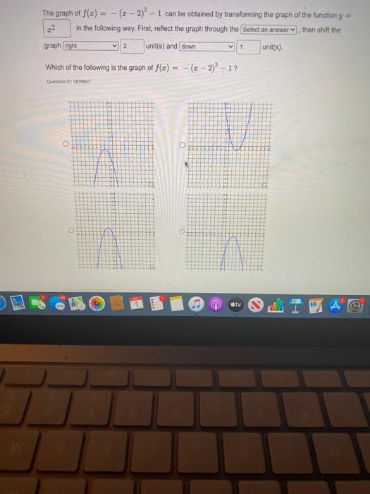 Solved The graph of f(x) = - (2-2) - 1 can be obtained by | Chegg.com