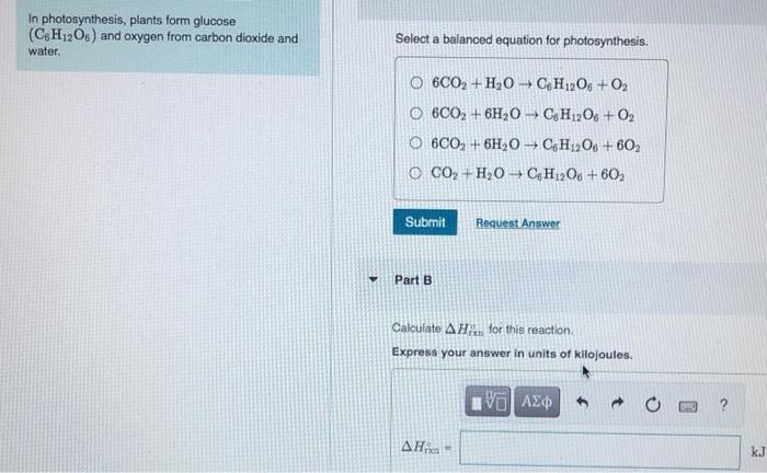 Solved In photosynthesis, plants form glucose (CH1206) and | Chegg.com