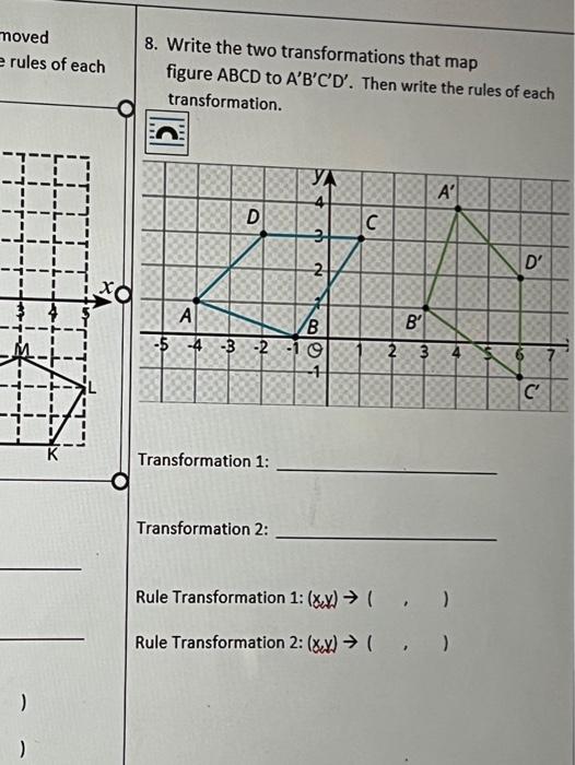 Solved 8. Write the two transformations that map figure ABCD | Chegg.com