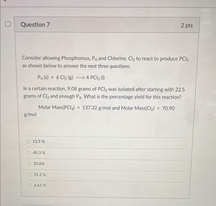 Solved Consider allowing Phosphorous, P4 and Chlorine,Cl2 to | Chegg.com