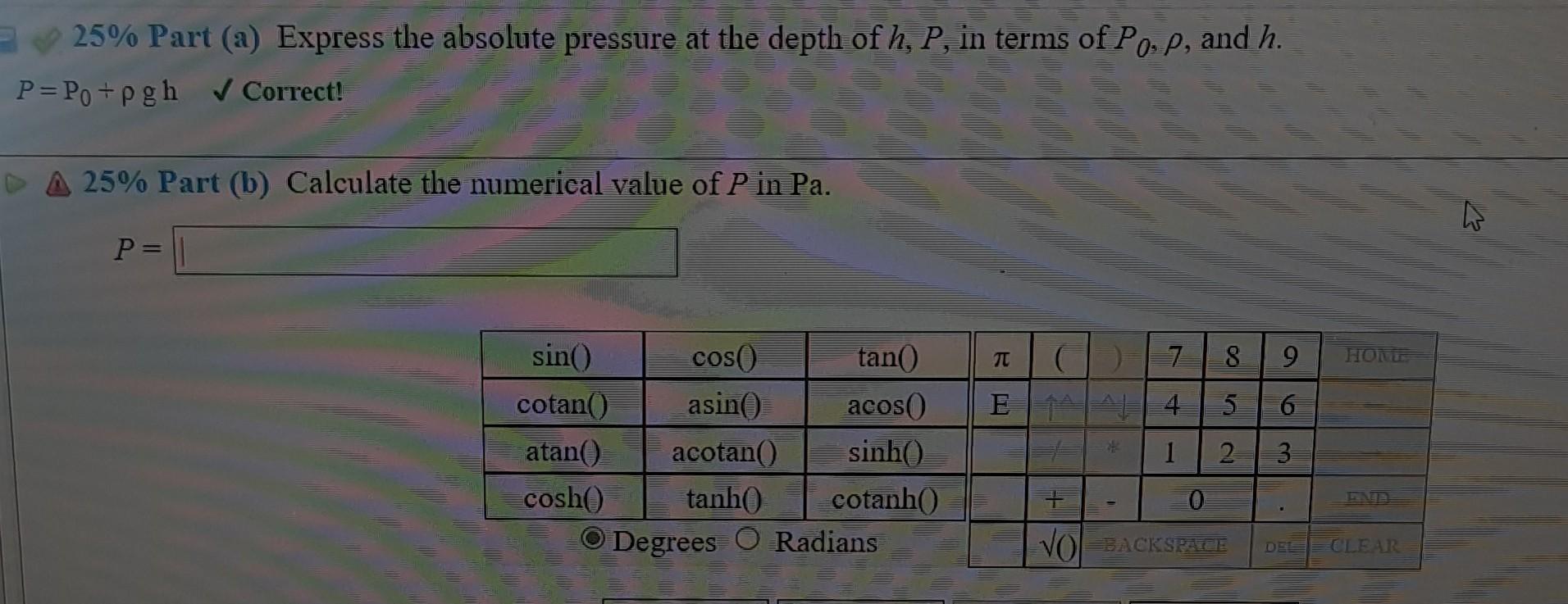Solved (11\%) Problem 6: A person is diving in a lake in the | Chegg.com