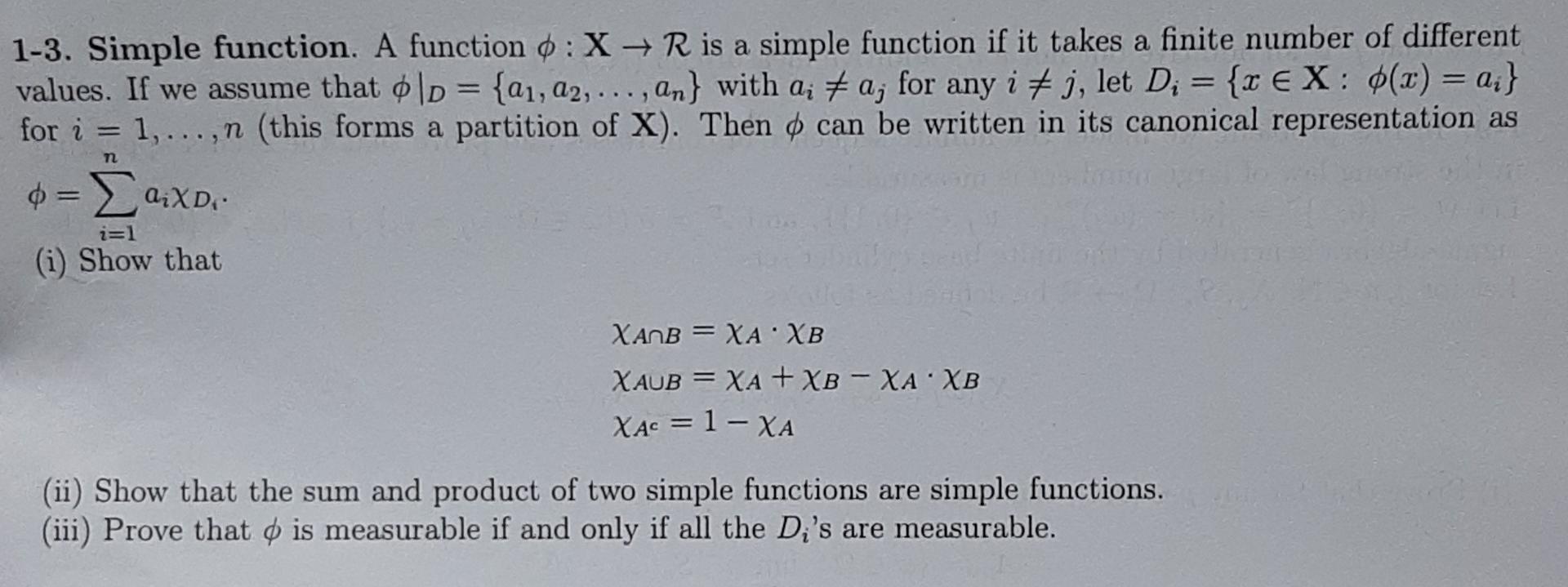 Solved 1-3. Simple function. A function \\( \\phi: | Chegg.com