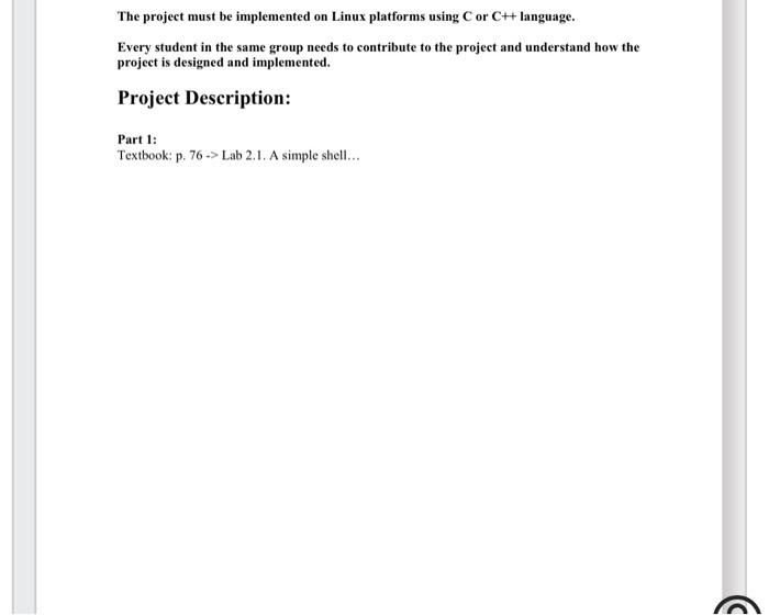 Solved The project must be implemented on Linux platforms | Chegg.com
