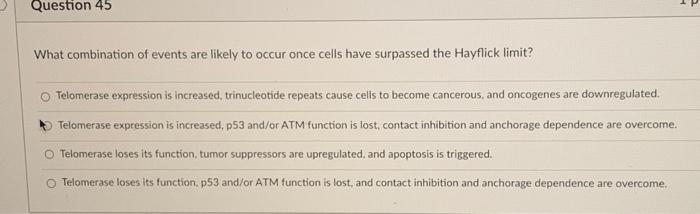 Solved Question 45 1 What combination of events are likely | Chegg.com