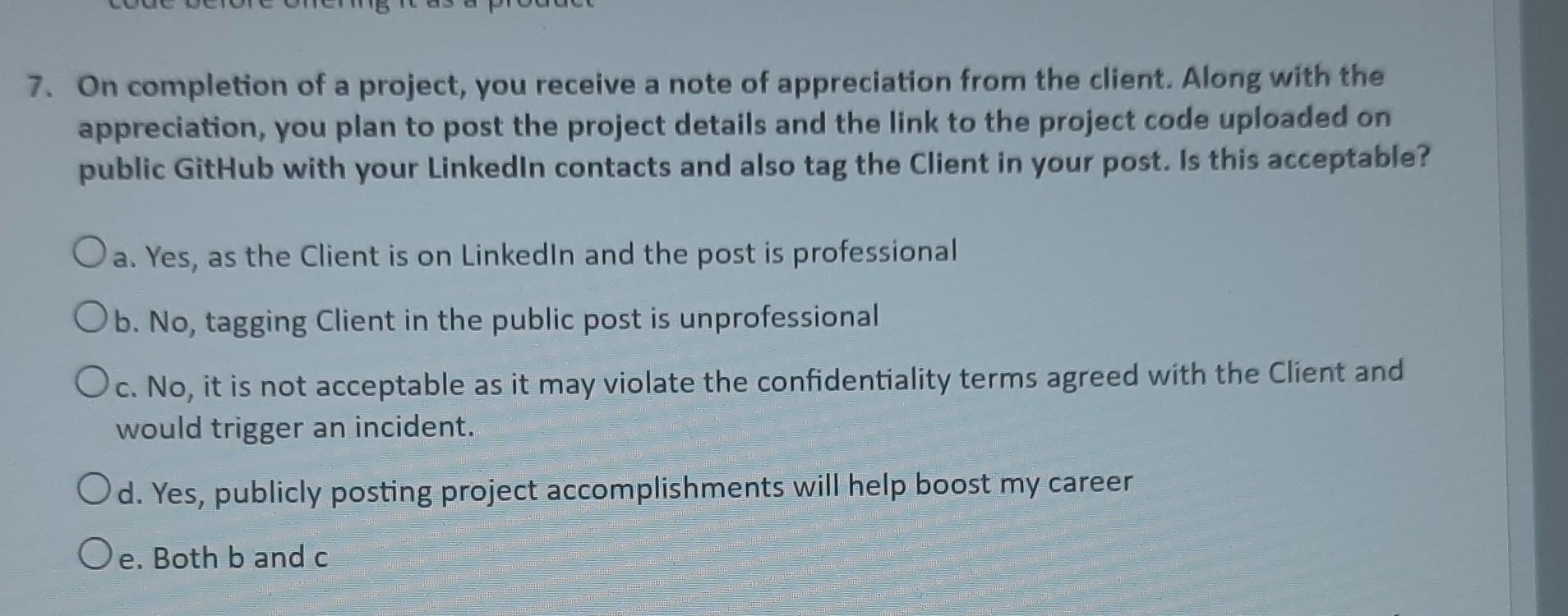 7. On completion of a project, you receive a note of | Chegg.com