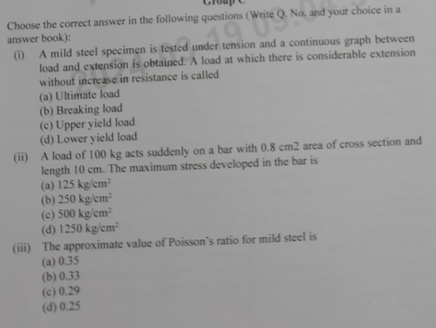 Solved Choose the correct answer in the following questions | Chegg.com