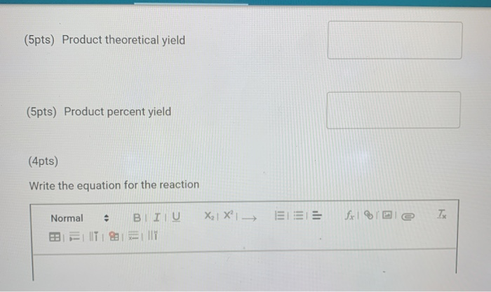 0.084 Amount of reactant used in grams (9) Product | Chegg.com