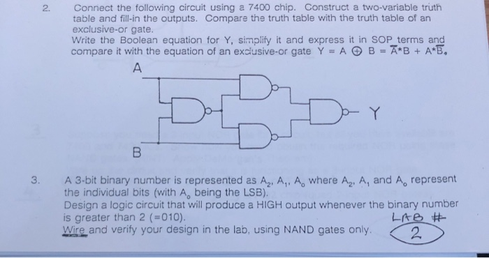 Solved 2. Connect the following circuit using a 7400 chip. | Chegg.com