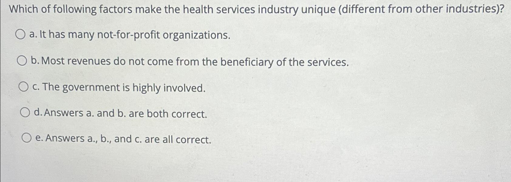 Solved Which of following factors make the health services | Chegg.com