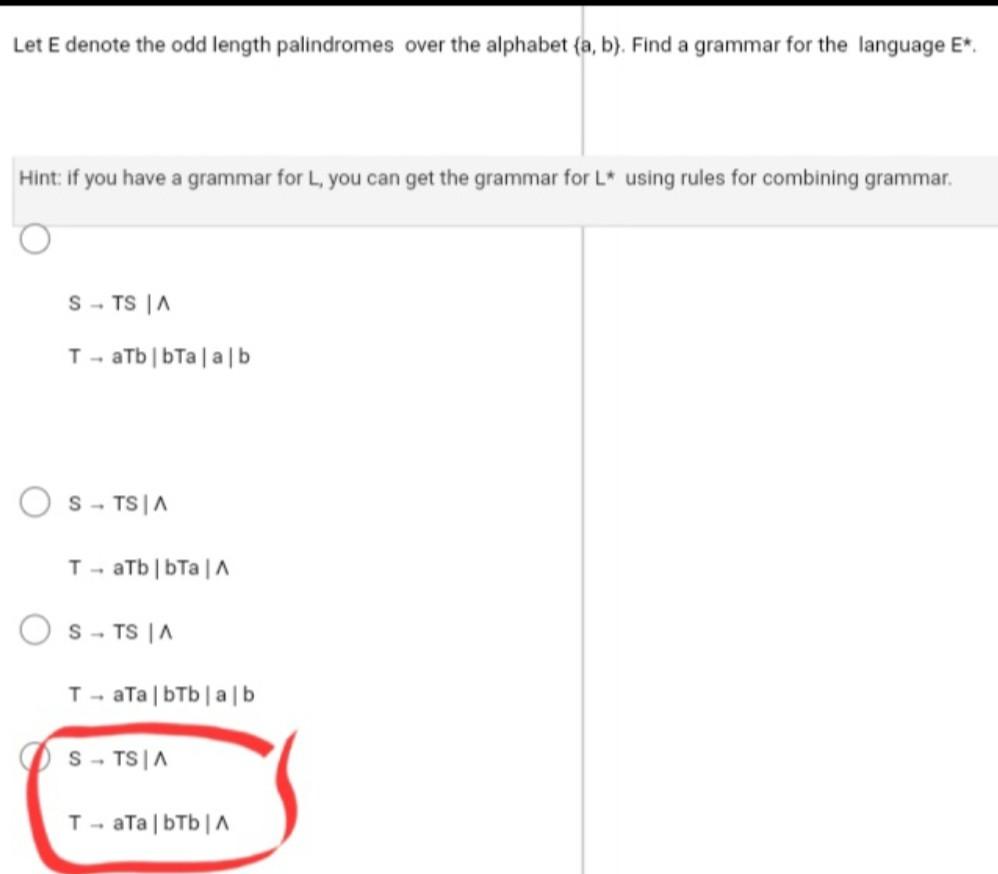 Solved Given the following grammar G with I as the start | Chegg.com