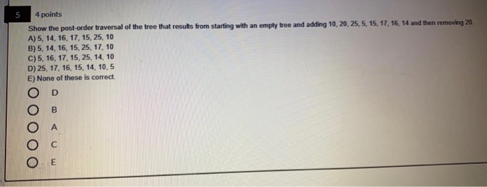 Solved 3 points Show the post-order traversal of the tree | Chegg.com