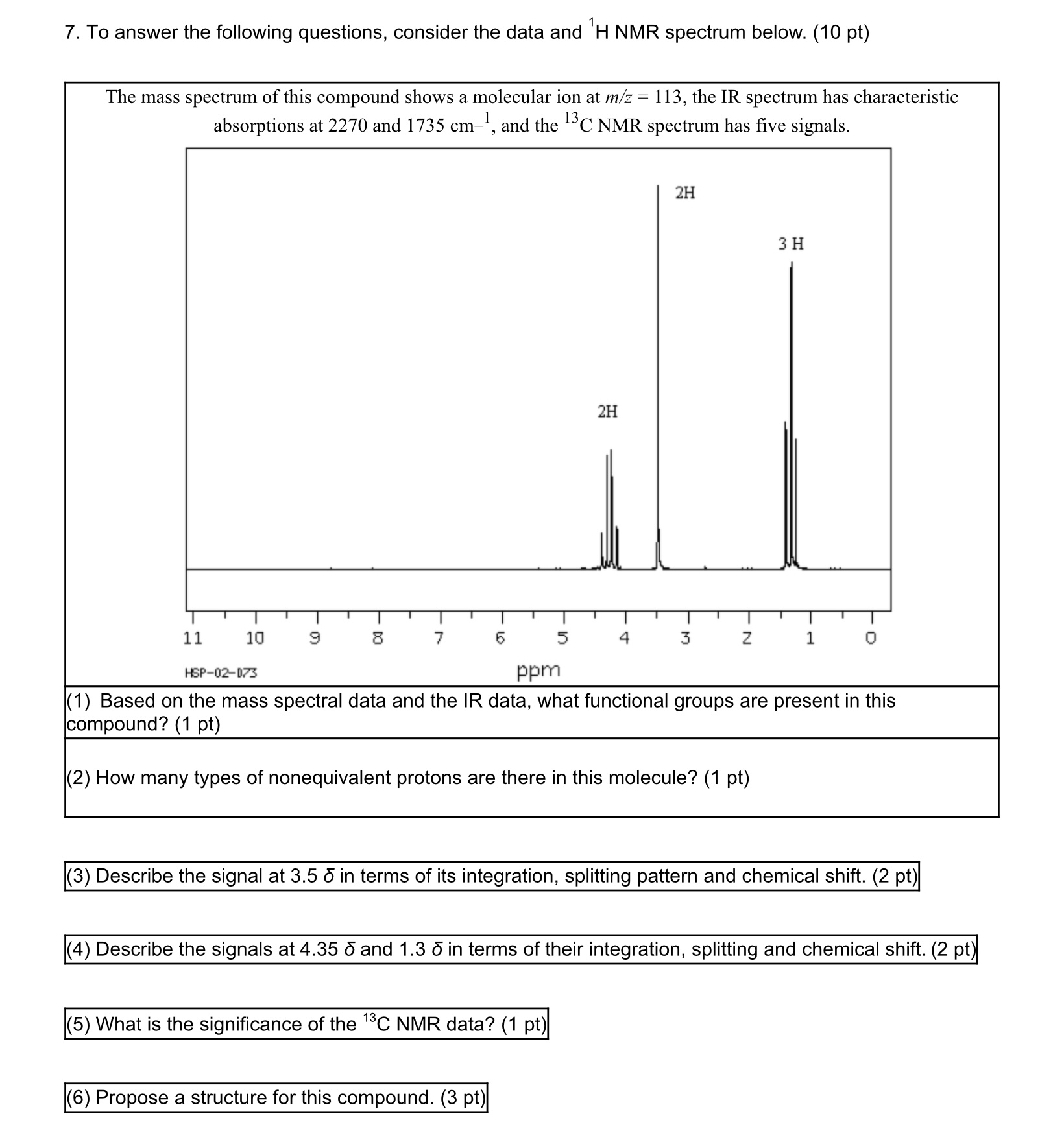 Solved (5) ﻿What is the significance of the ?13C ﻿NMR data? | Chegg.com