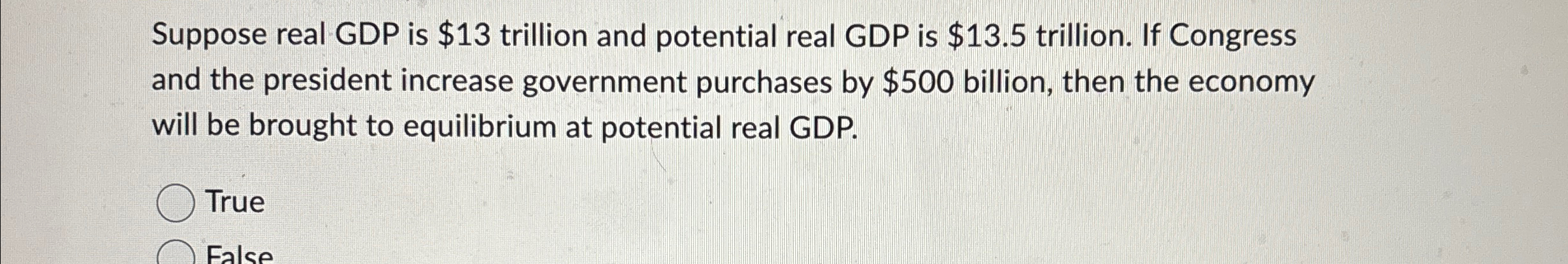 Solved Suppose real GDP is $13 ﻿trillion and potential real | Chegg.com