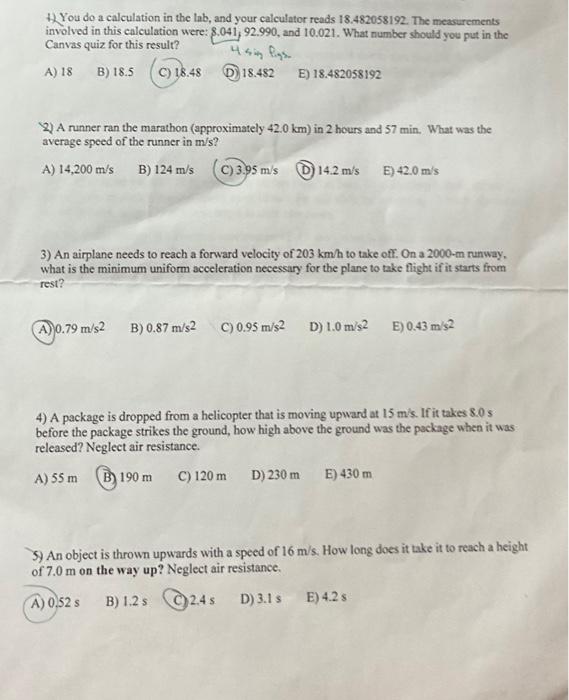 Solved 1. You do a calculation in the lab, and your | Chegg.com