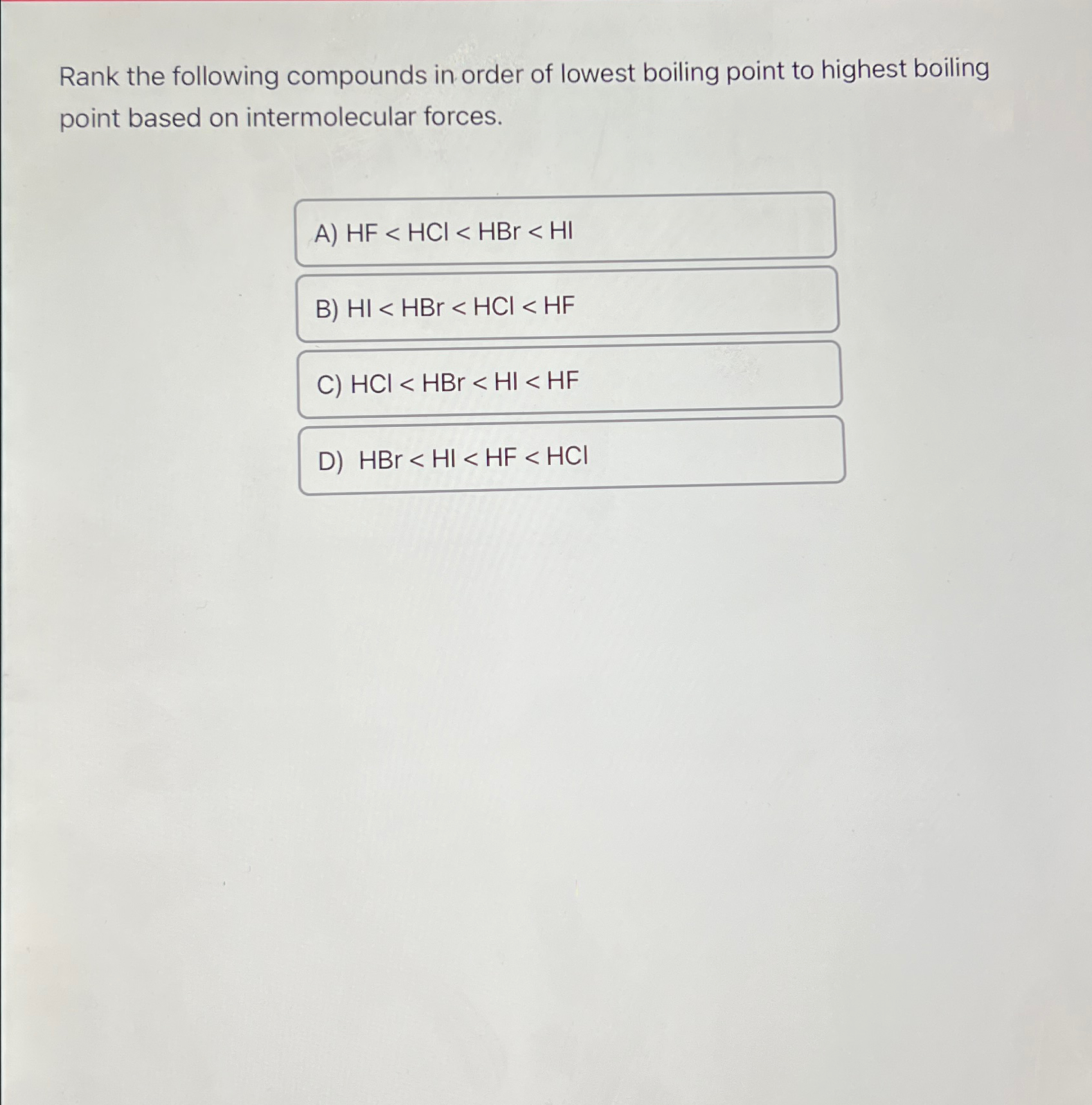 Solved Rank the following compounds in order of lowest | Chegg.com