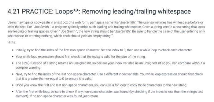 Solved 4 21 Practice Loops ⋆ Removing Leading Trailing