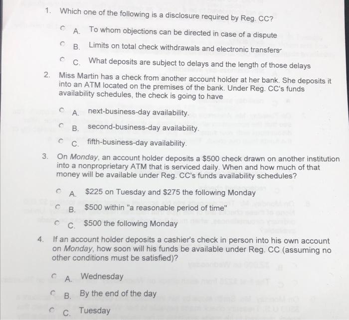 Solved 1. Which one of the following is a disclosure | Chegg.com